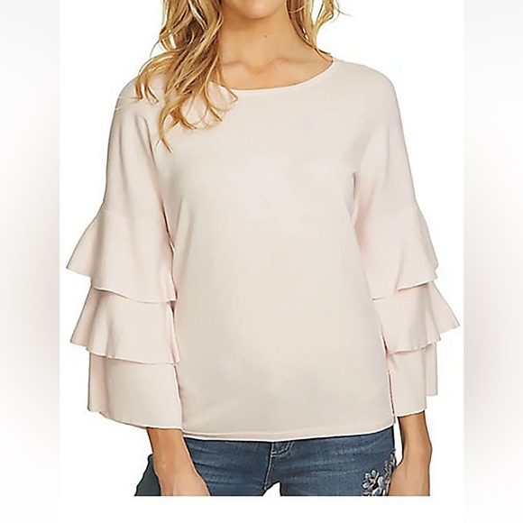 CeCe | Tops | New Cece Tiered Bell Sleeve Sweater Light Pink L | Poshmark